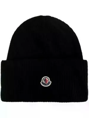 Moncler Logo Patch Beanie - Black