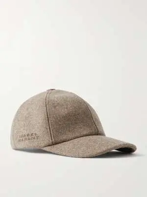 MARANT Tomas Logo-Embroidered Virgin Wool Baseball Cap Sand