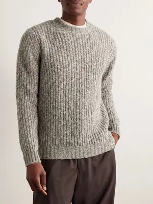 SLOWEAR Incotex Zanone Ribbed Brushed-wool Sweater