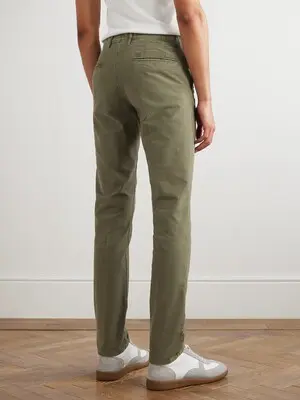 SLOWEAR Slim-fit Garment-dyed Tricochino Trousers - Green