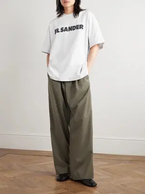 JIL SANDER Logo Print Cotton Jersey T-shirt - Gray