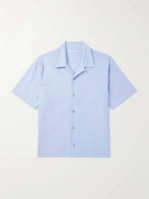 Givenchy Givenchy - Convertible-Collar Logo-Appliquéd Cotton Oxford Shirt - Men - Blue  Light Blue