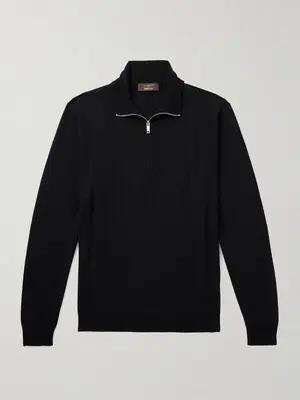 SLOWEAR Incotex Zanone Flexwool Half-zip Sweater - Black