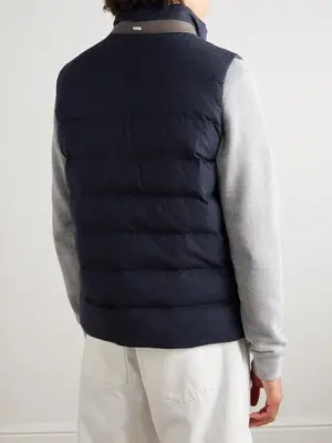 Herno Suede-trimmed Quilted Down Gilet - Blue