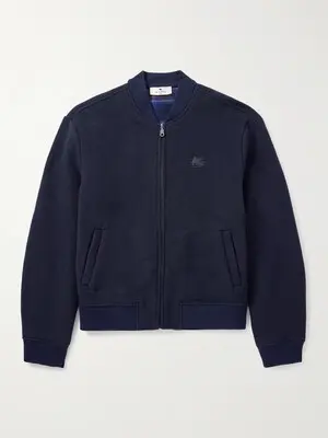Etro Logo-embroidered Wool-blend Bomber Jacket - Blue