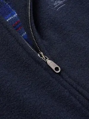 Etro Logo-embroidered Wool-blend Bomber Jacket - Blue