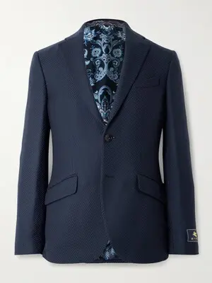 Etro Roma Basketweave Wool Blazer - Blue