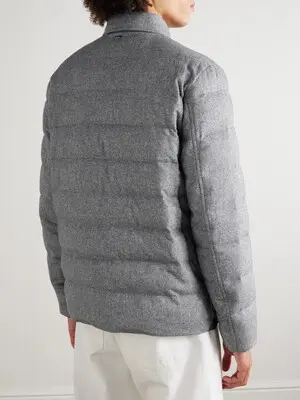 Herno Leather-trimmed Quilted Silk And Cashmere-blend Down Jacket