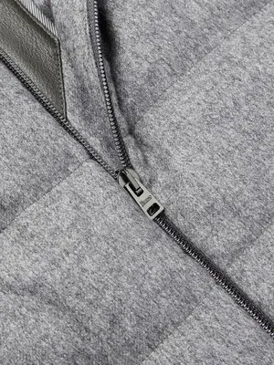 Herno Leather-trimmed Quilted Silk And Cashmere-blend Down Jacket