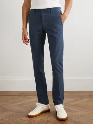 SLOWEAR Slim-fit Garment-dyed Tricochino Trousers