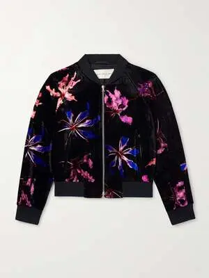 Dries Van Noten Printed Velvet Bomber Jacket