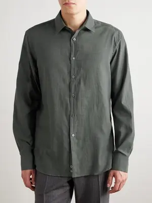Canali Herringbone Cotton Shirt