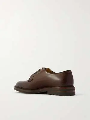 Brunello Cucinelli Leather Derby Shoes - Dark Brown