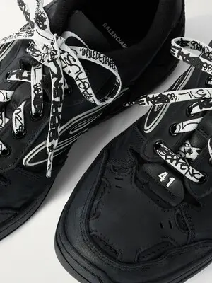Balenciaga Hampton Logo-appliquéd Distressed Leather Sneakers