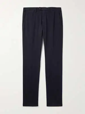 Canali Slim-fit Pleated Cotton-twill Trousers