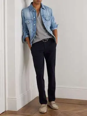 Canali Slim-fit Pleated Cotton-twill Trousers