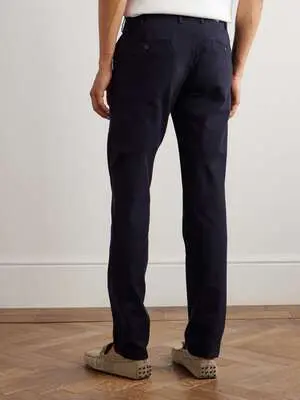 Canali Slim-fit Pleated Cotton-twill Trousers