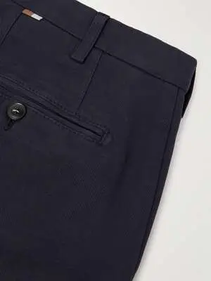 Canali Slim-fit Pleated Cotton-twill Trousers
