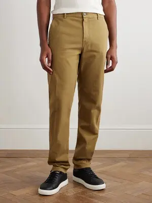 Canali Slim-fit Garment-dyed Cotton-twill Trousers