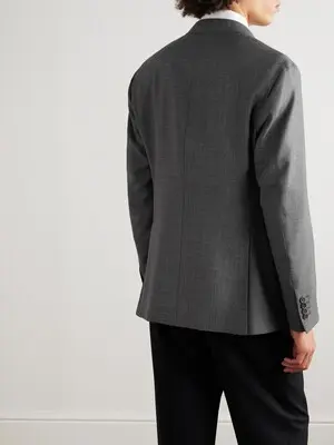 Canali Double-breasted Wool Suit Jacket - Gray