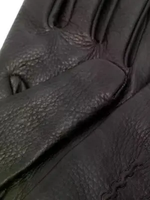 LARDINI Leather Stitched Gloves - Brown