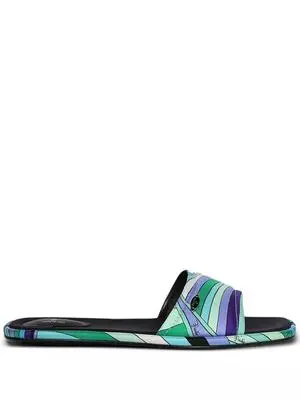 Emilio Pucci Patterned Slip-on Sandals - Green