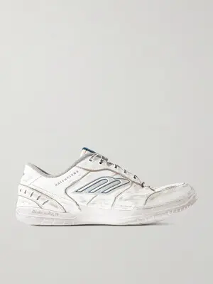 Balenciaga Hampton's Logo-appliquéd Distressed Leather Sneakers - White