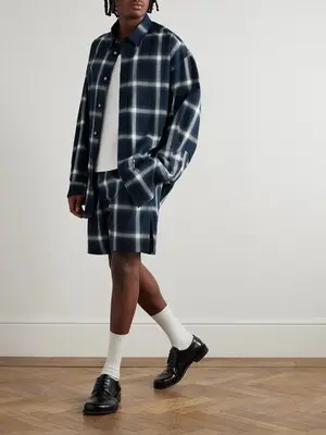 Acne Studios Rannel Straight-leg Checked Cotton-flannel Drawstring Shorts