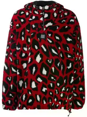MSGM Animal Print Shearling Hooded Sweater