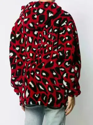 MSGM Animal Print Shearling Hooded Sweater
