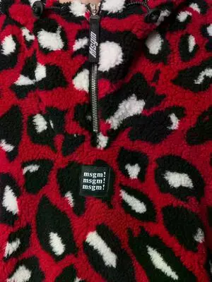 MSGM Animal Print Shearling Hooded Sweater