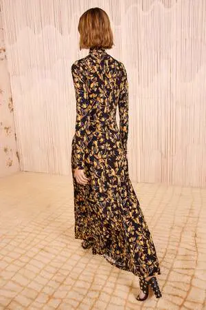Ulla Johnson Koa Jersey Ruched Front Turtleneck Maxi Dress - Solaris