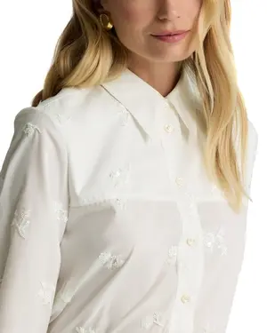 St. John Floral Sequin Embroidered Top