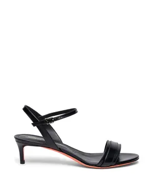 Santoni Leather Mid-heel Sandals - Black