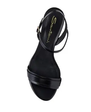 Santoni Leather Mid-heel Sandals - Black