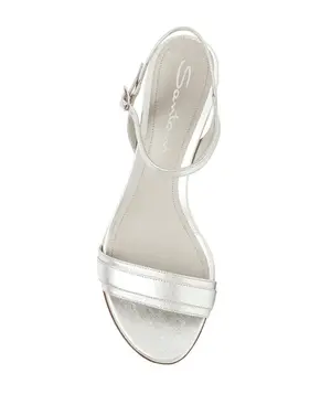 Santoni Leather Mid-heel Sandals - Silver