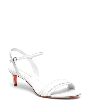 White Mid Heel Sandals
