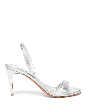 Santoni Leather Mid-heel Sandals - Silver