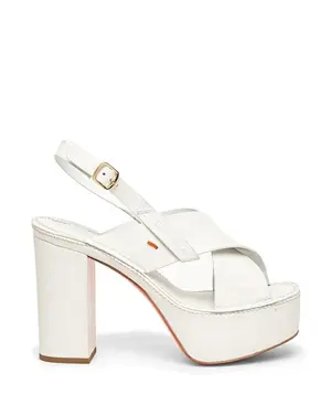 Santoni Leather Block Heel Sandals