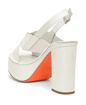 Santoni Leather Block Heel Sandals