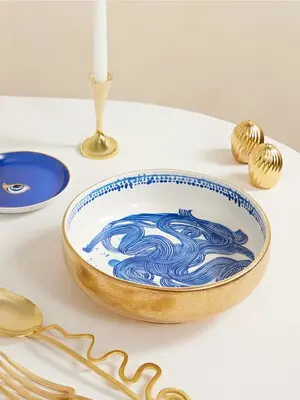 L'Objet Ruan Hoffmann Gold-plated Painted Earthenware Bowl