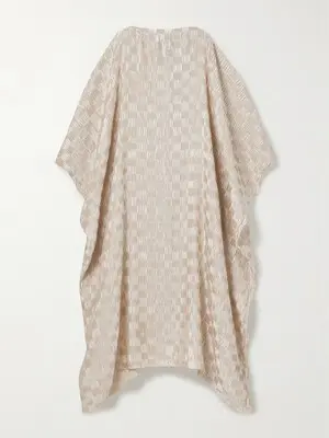 DIMA AYAD Cocoon Checked Plissé-satin Gown