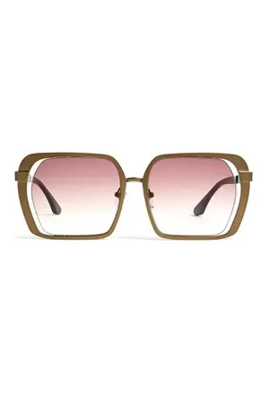 Natori Kintsu Metal Rectangle Sunglasses Brown