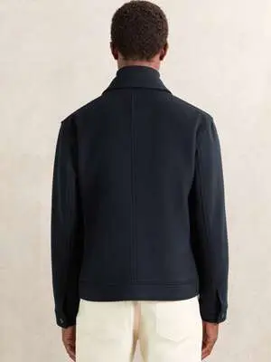 REISS Wool Blend Twin Pocket Zipped Jacket - Navy