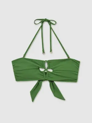 REISS Ari Cut-out Bandeau Bikini Top - Green