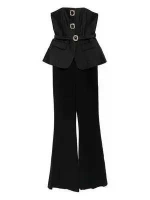 SELF-PORTRAIT Buckle-embellishment Jumpsuit - Black