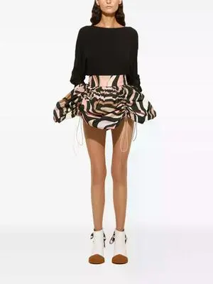 Emilio Pucci Marble-print Drawstring Skirt