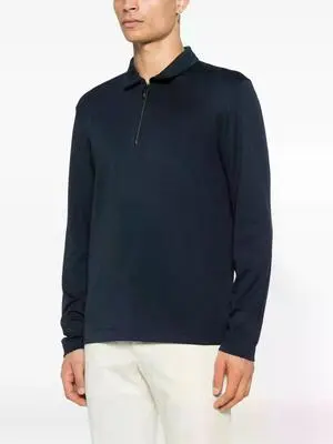 Canali Zip-neck Long-sleeve Sweater - Blue