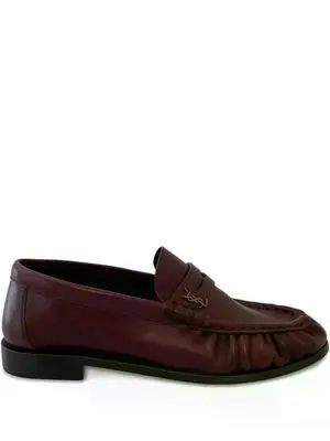 Saint Laurent Logo-plaque Pleated-effect Loafers - Red