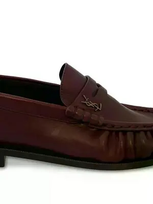 Saint Laurent Logo-plaque Pleated-effect Loafers - Red